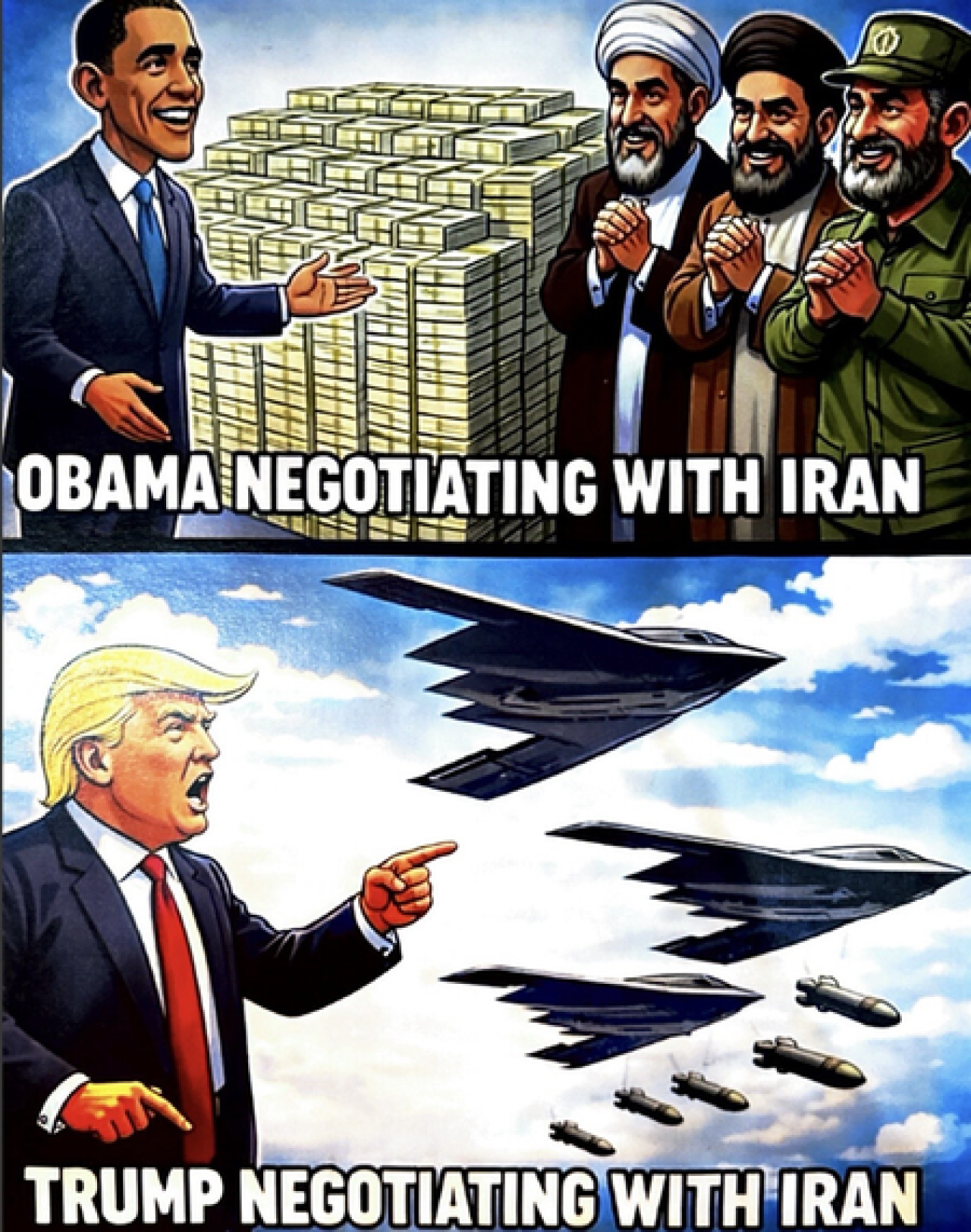 Trump Shares Memes on Iran Actions During His and Obamas Administrations